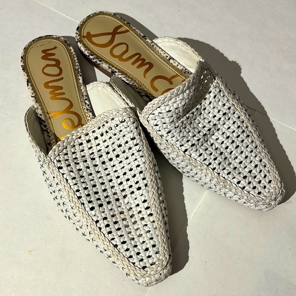 Sam Edelman White Leather Mules Slides Womens Sz 9 Wi… - Gem